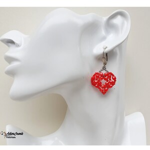 Beaded Heart Earrings Beading Tutorial heart PDF - Etsy