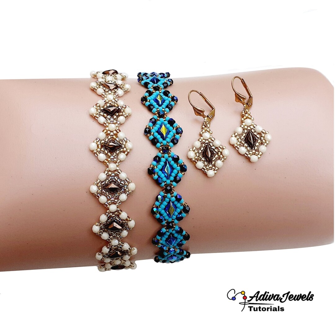 DIY Beadwork Project, Beaded Bracelet and Earrings Pattern, "cory" PDF ...