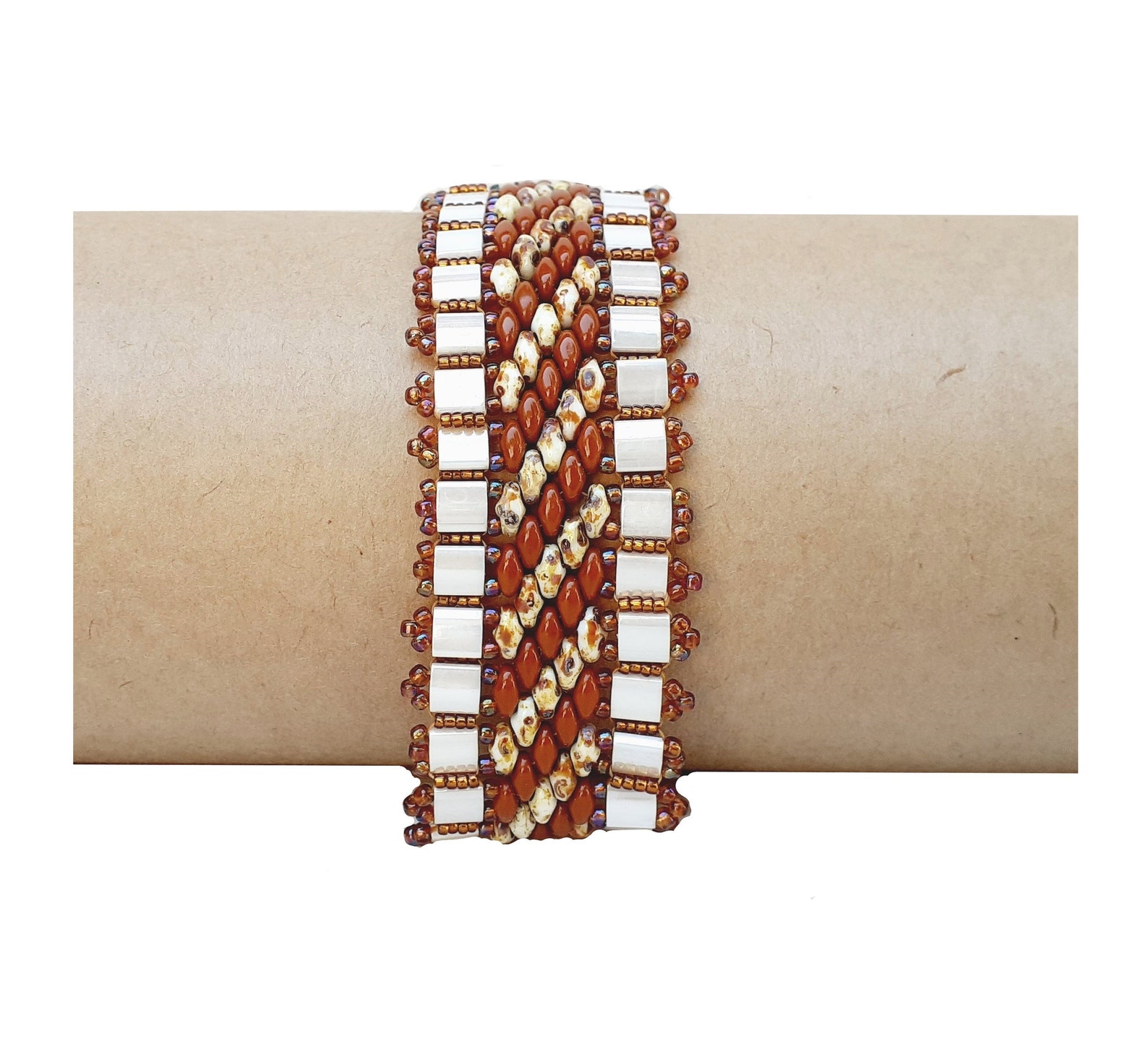 Beaded Wrist Band Pattern, DIY Beads Jewelry, "stripes" PDF Beadwork ...