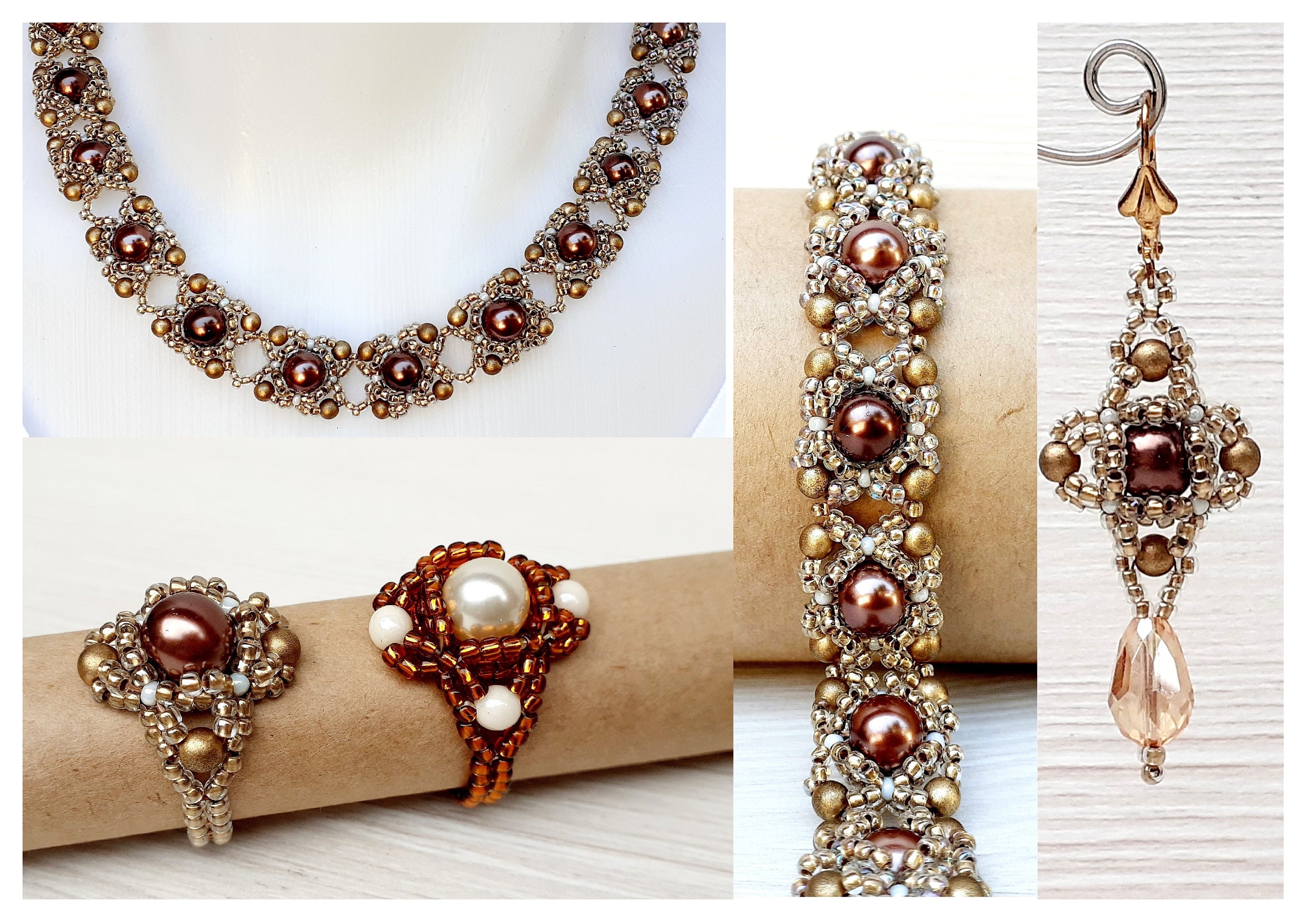 Pearl and Seed Bead Jewelry Tutorial: DIY Necklace, Bracelet, Earrings ...