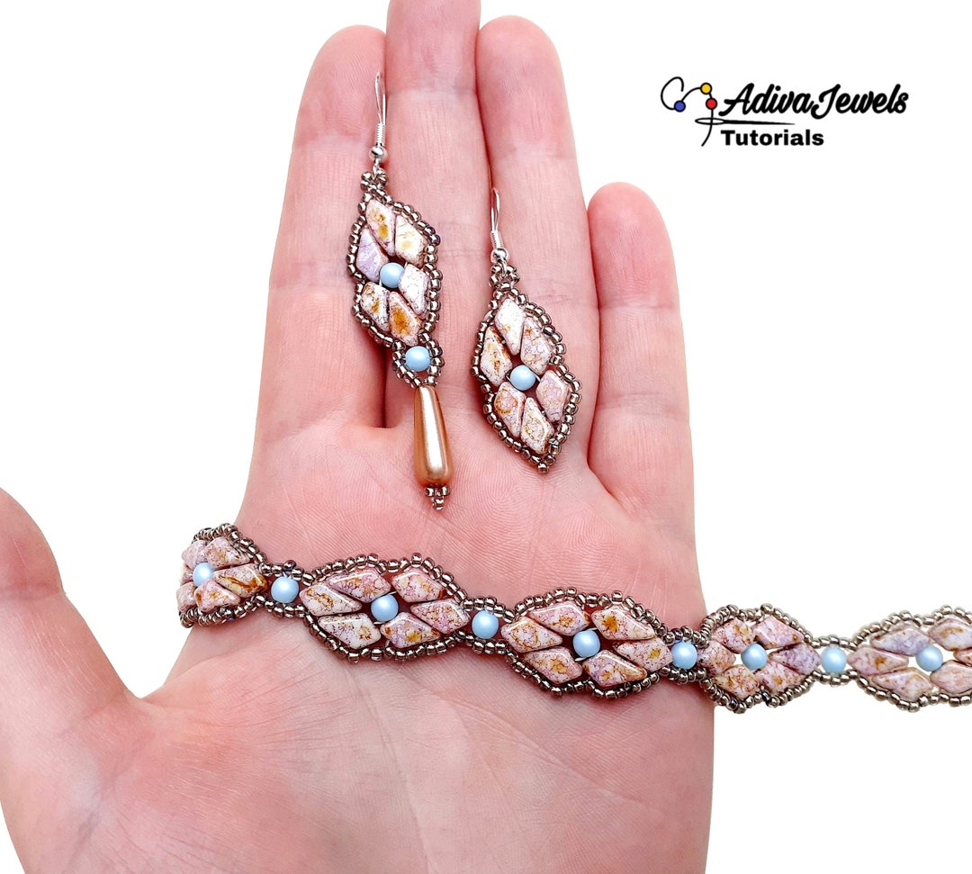 Beaded Bracelet and Earrings Pattern With Kite Beads, aretha Jewelry ...