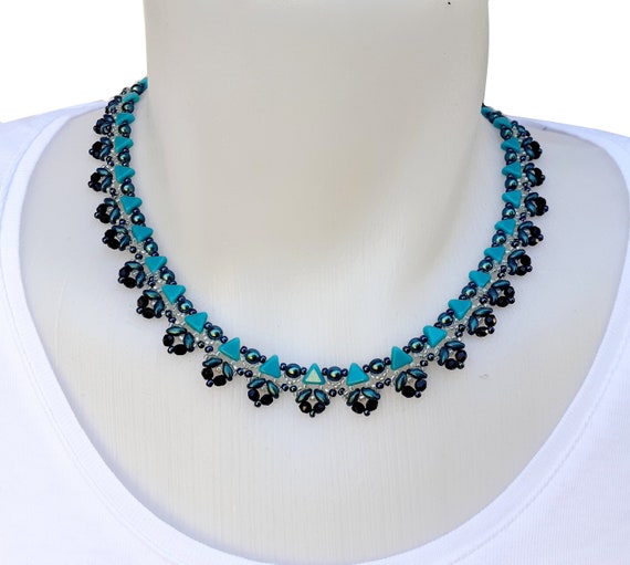 Beading Pattern for DIY Necklace Beaded Jewelry Design delicacy PDF Beadwork Tutorial Etsy
