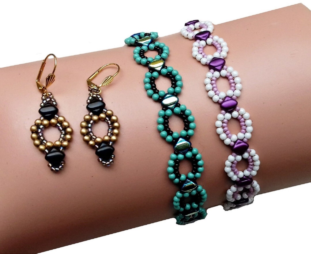 Beaded Pattern for Earrings and Bracelet, buttons Tutorial - Etsy