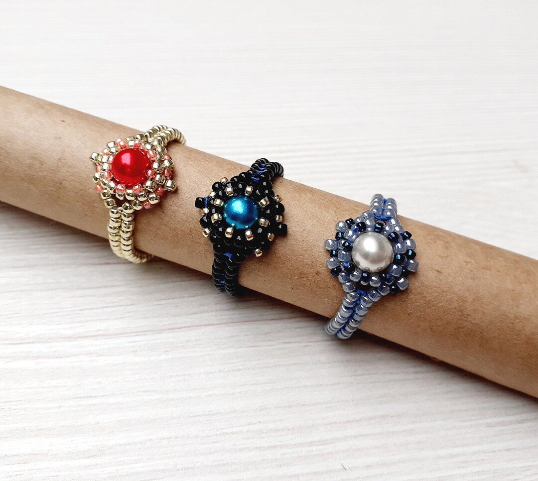 Beaded Ring Tutorial mandy Pattern Instant - Etsy