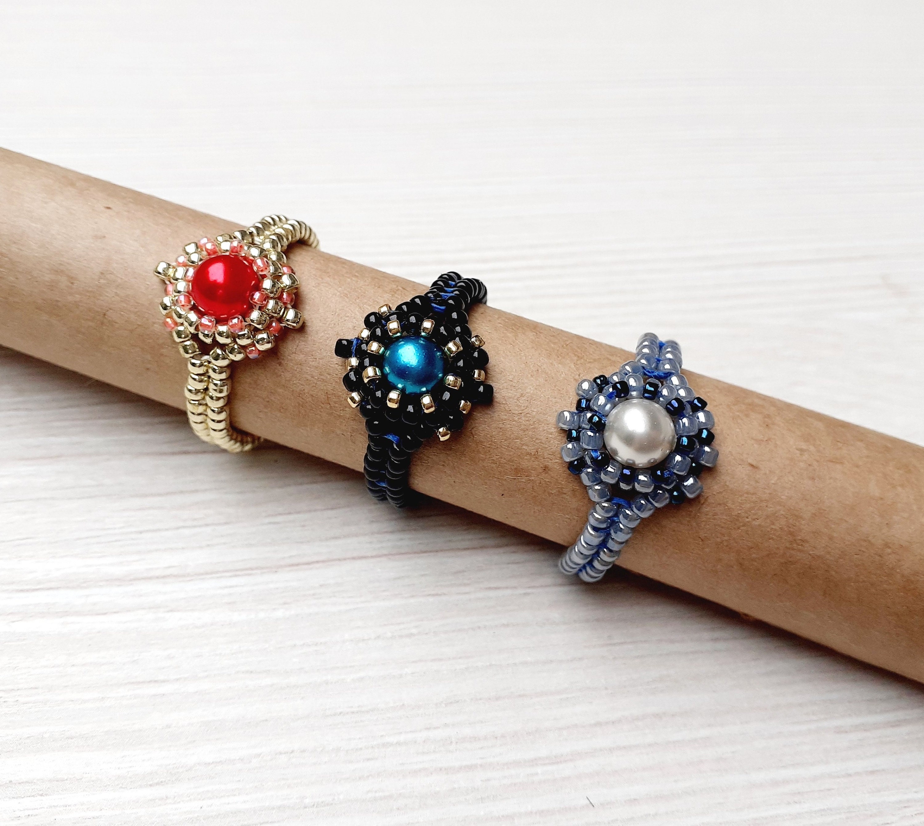 Beaded Ring Tutorial mandy Pattern Instant - Etsy
