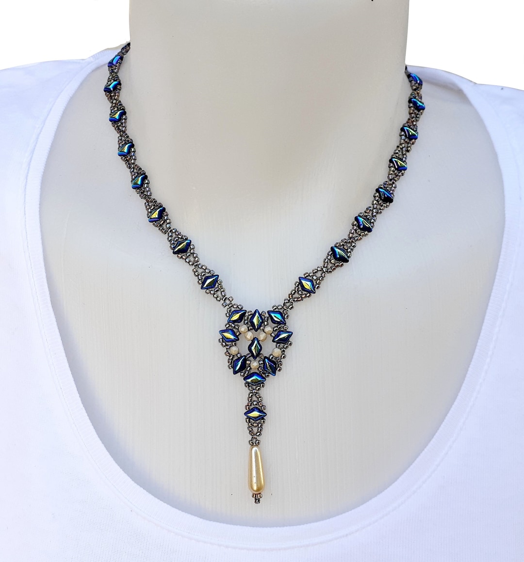 Bead Weaving Jewelry, Beaded Y Pendant Necklace Pattern, "torry" PDF ...