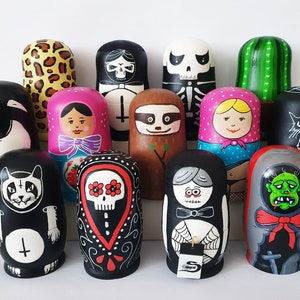 Sugar Skull Nesting Dolls - Handpainted Matryoshka Set, Day of the Dead ...