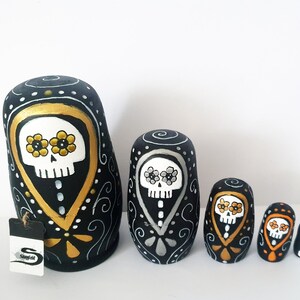 Sugar Skull Nesting Dolls - Handpainted Matryoshka Set, Day of the Dead ...
