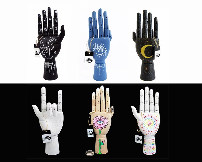 Palmistry Moon Phase Hand - Poseable Mannequin, Gypsy Esoteric Gothic ...
