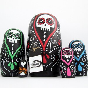 Sugar Skull Nesting Dolls - Handpainted Matryoshka Set, Day of the Dead ...