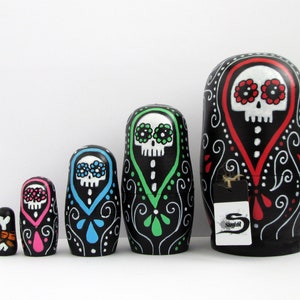 Sugar Skull Nesting Dolls - Handpainted Matryoshka Set, Day of the Dead ...