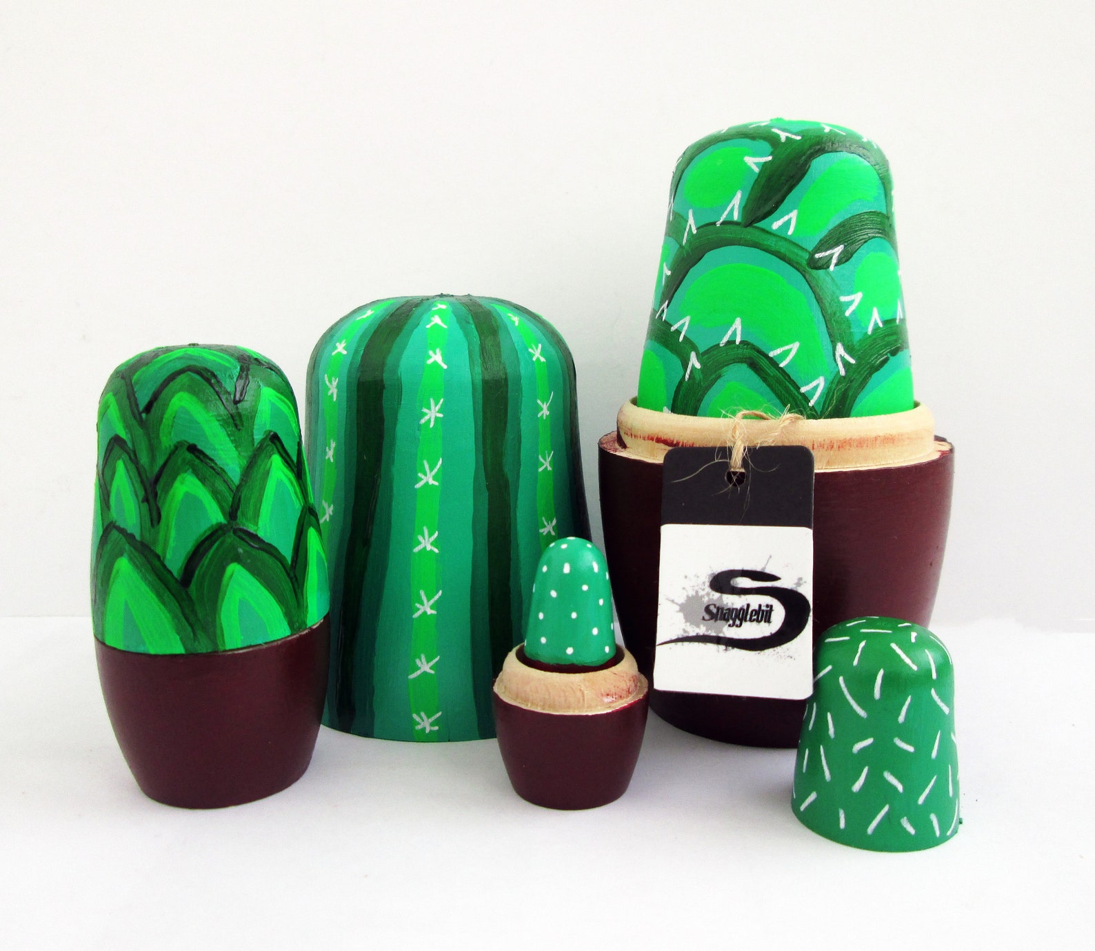Cactus Nesting Dolls - Hand Painted Modern Russian Doll Matryoshka Set ...