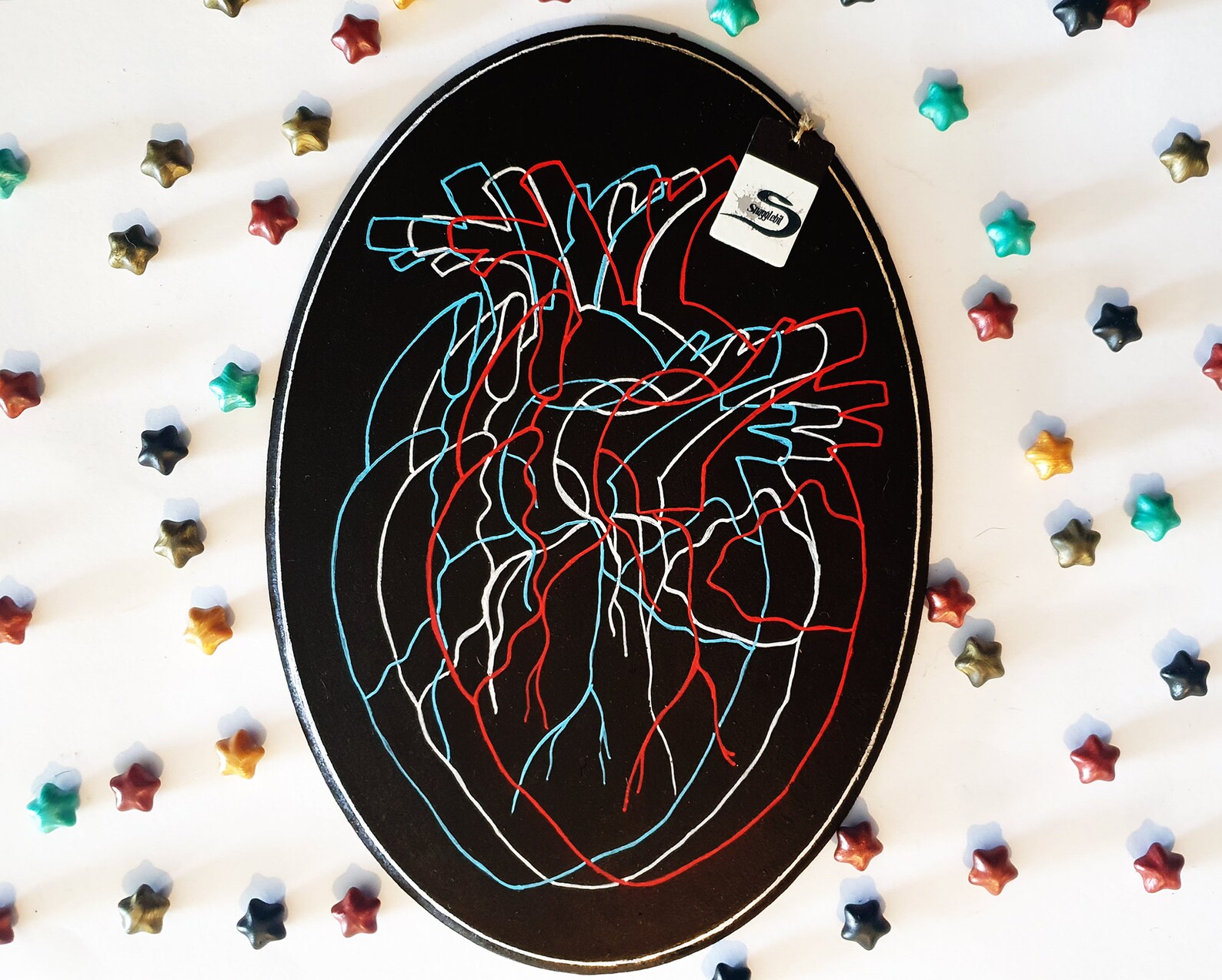 Anatomical 3D Heart Handpainted Anaglyph Line Art Gothic - Etsy