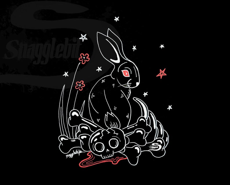Evil bunny rabbit art Original satanic dark art Gothic home | Etsy