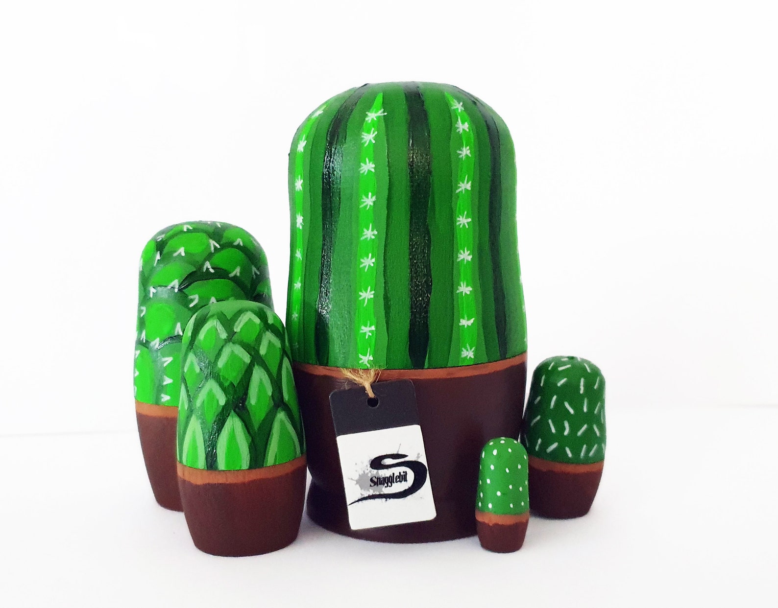 Cactus Nesting Dolls - Hand Painted Modern Russian Doll Matryoshka Set ...