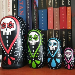 Sugar Skull Nesting Dolls - Handpainted Matryoshka Set, Day of the Dead ...