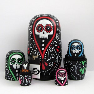 Sugar Skull Nesting Dolls - Handpainted Matryoshka Set, Day of the Dead ...