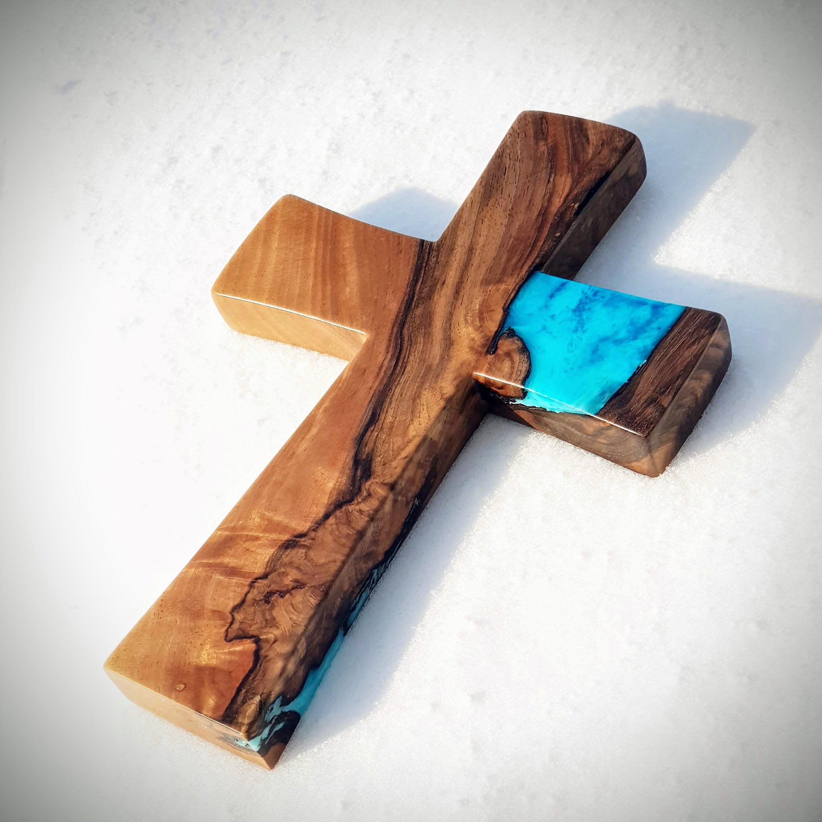 Standalone Wood Resin Cross - Mid size decoration