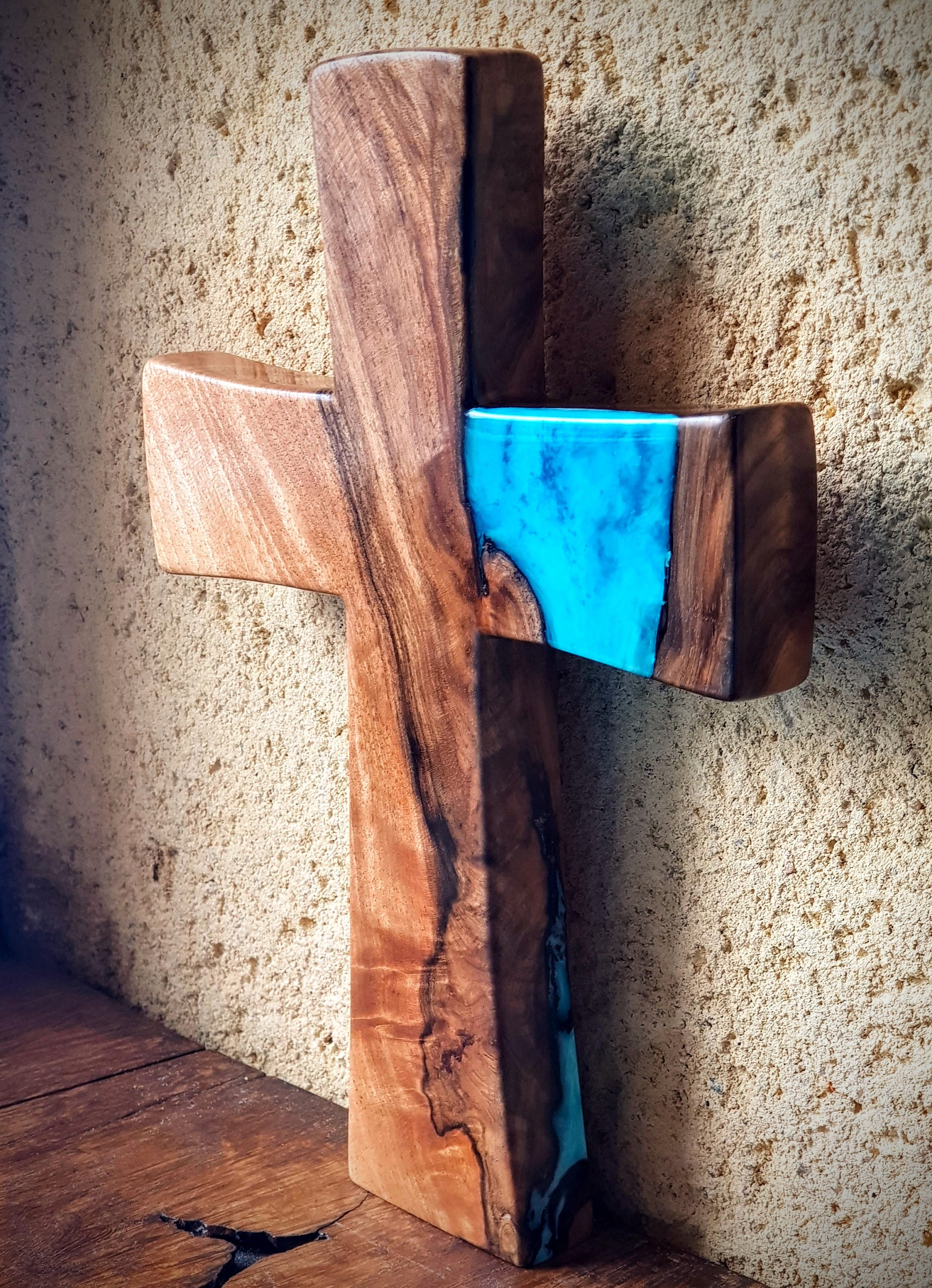 Standalone Wood Resin Cross - Mid size decoration
