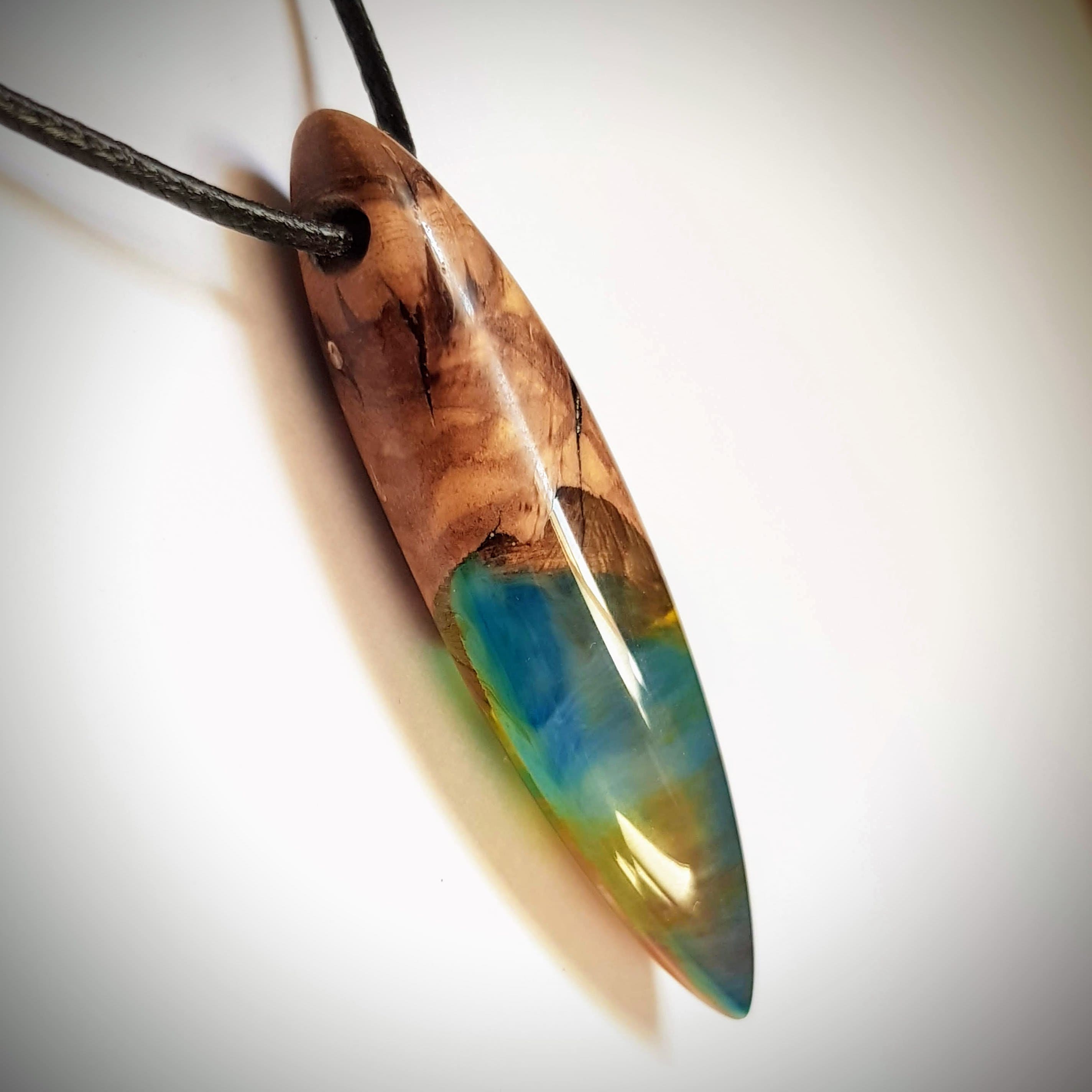 Wood Resin Pendant, Fantasy ocean, Beachwear, modern jewelry ...