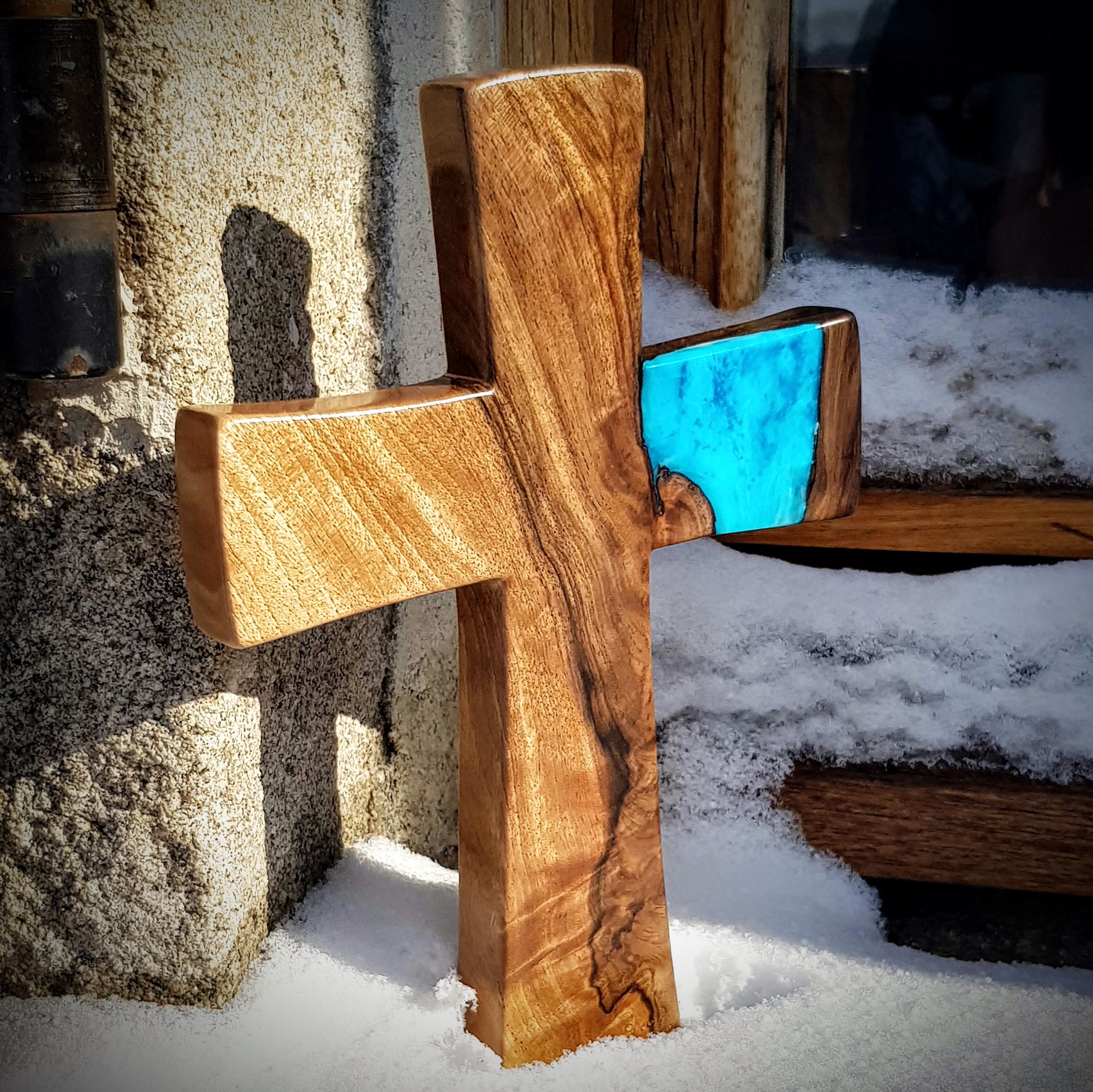 Standalone Wood Resin Cross - Mid size decoration