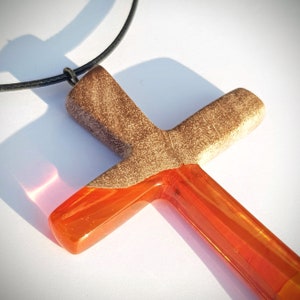 One Piece Wood Resin Cross Pendant Olive Wood Red Cross Necklace - Etsy