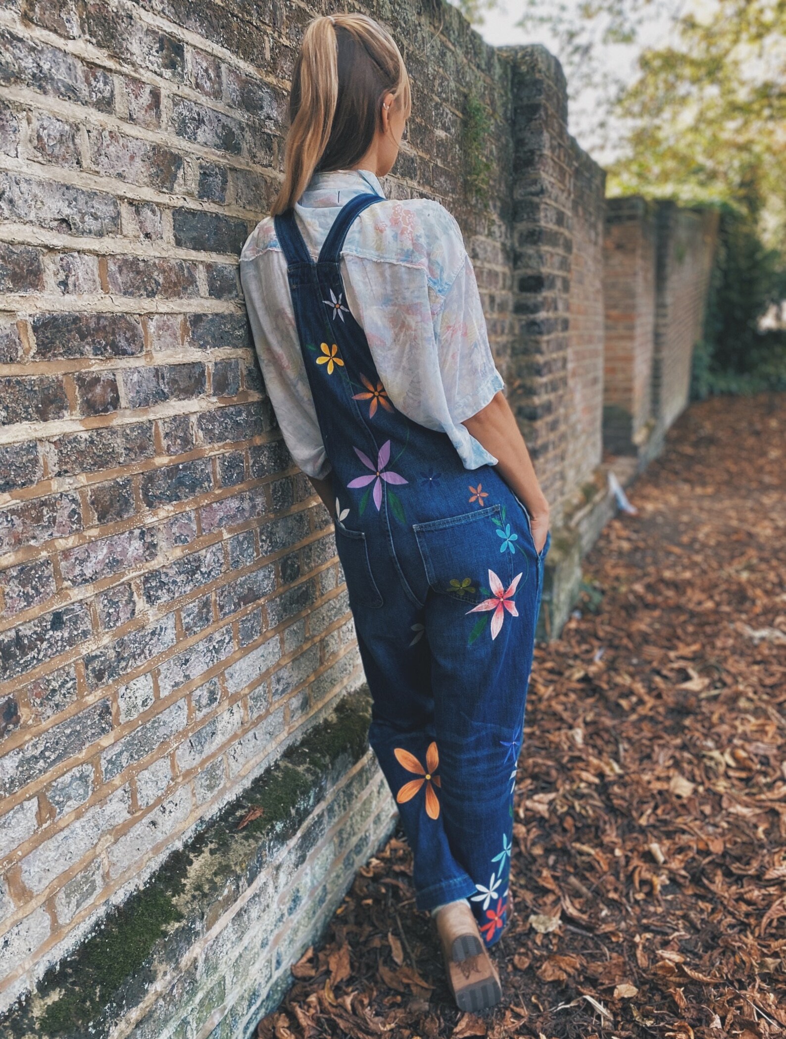 Floral Cluster Hand Painted Denim Dungarees - Etsy