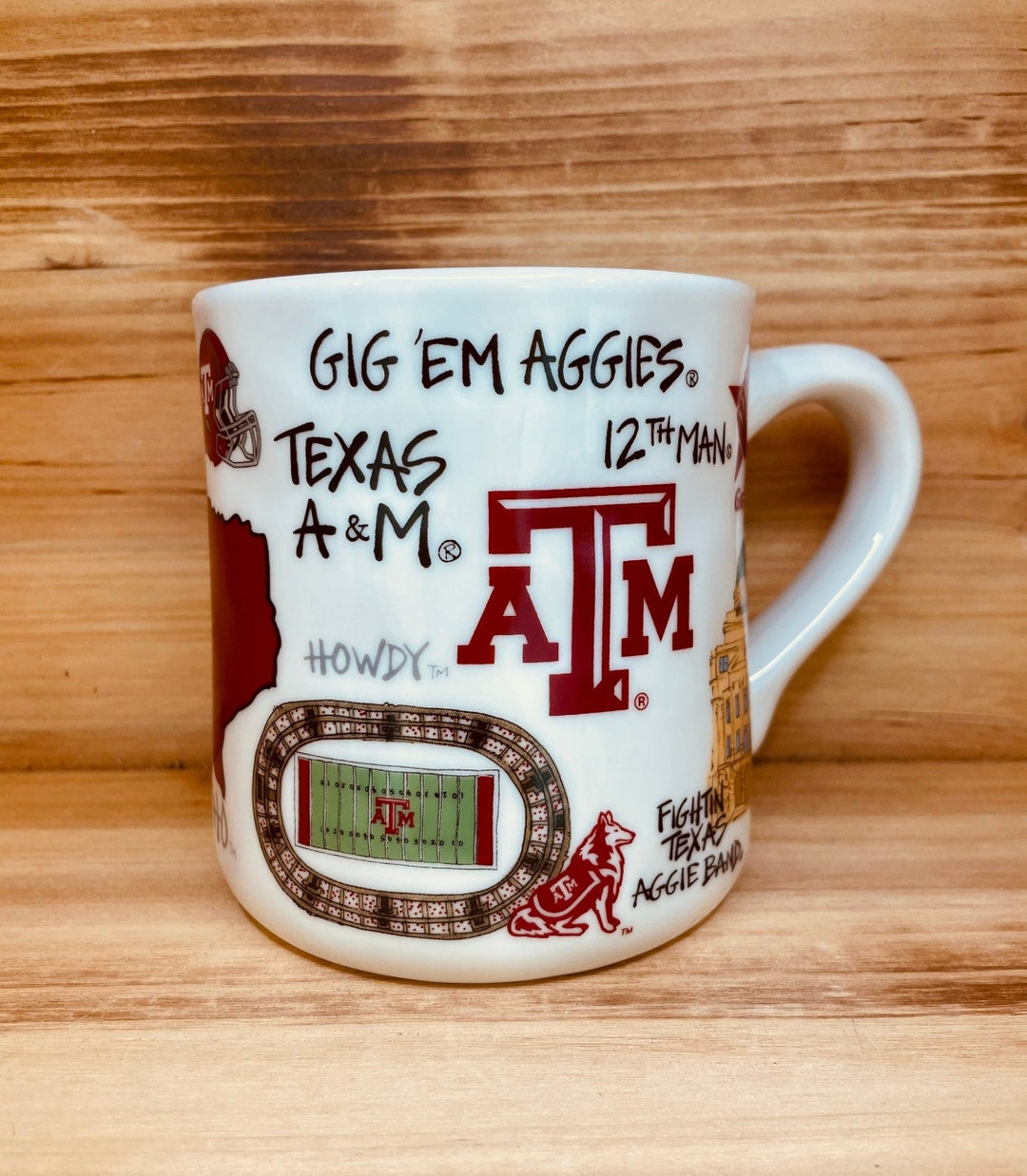 Licensed Texas A&M Aggies Collegiate Coffee Mug With My Hand Poured ...