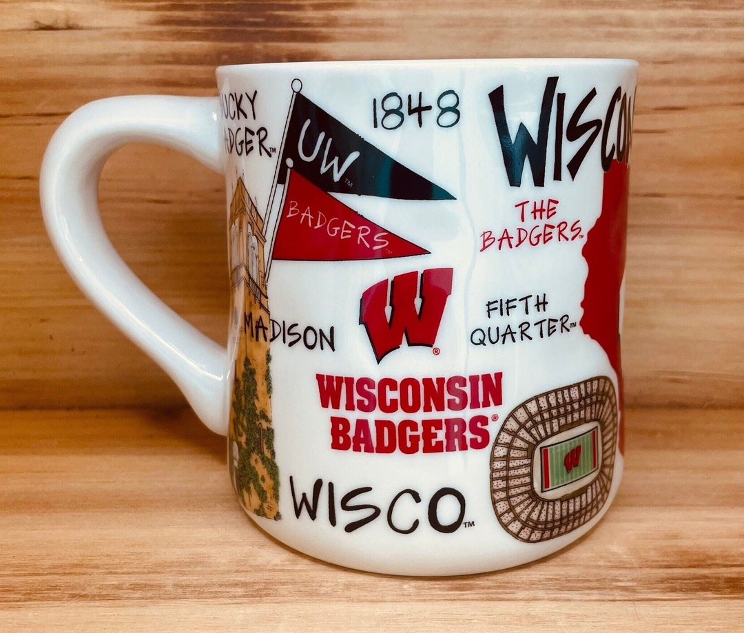 Licensed University of Wisconsin, UW Badgers Collegiate Coffee Mug Soy ...