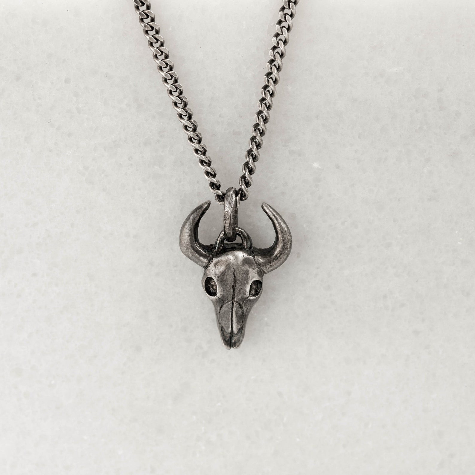Bull Necklace for Men Black Oxidized Sterling Silver - Etsy