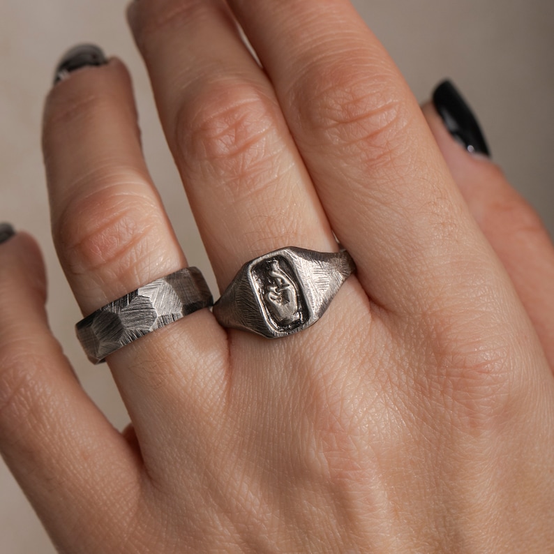 Crossed Fingers Ring Oxidized Silver 925 for Men Women Brutalist - Good ...