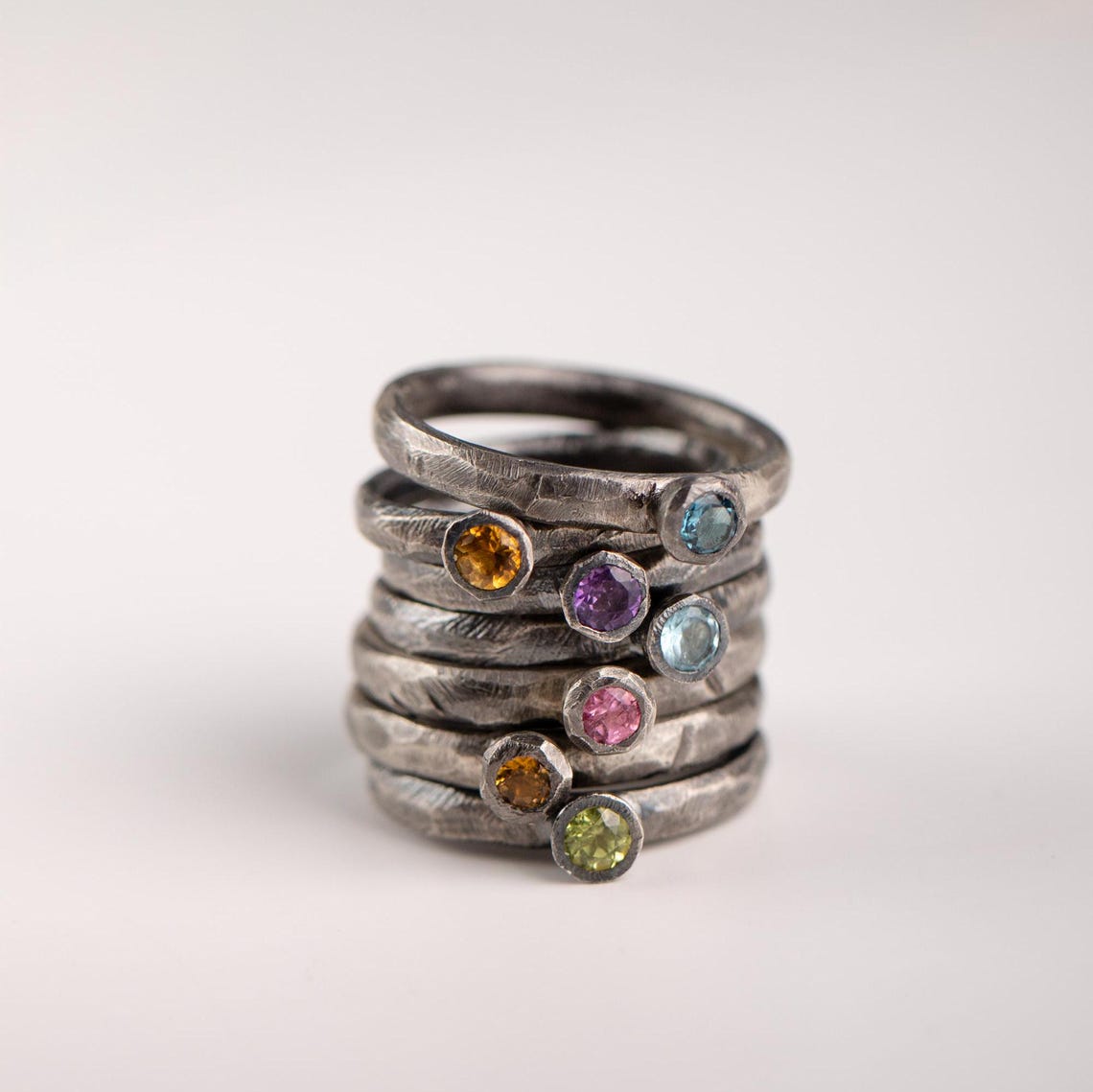 Natural Gemstone Ring Oxidized Silver 925 for Women Amethyst, Blue ...