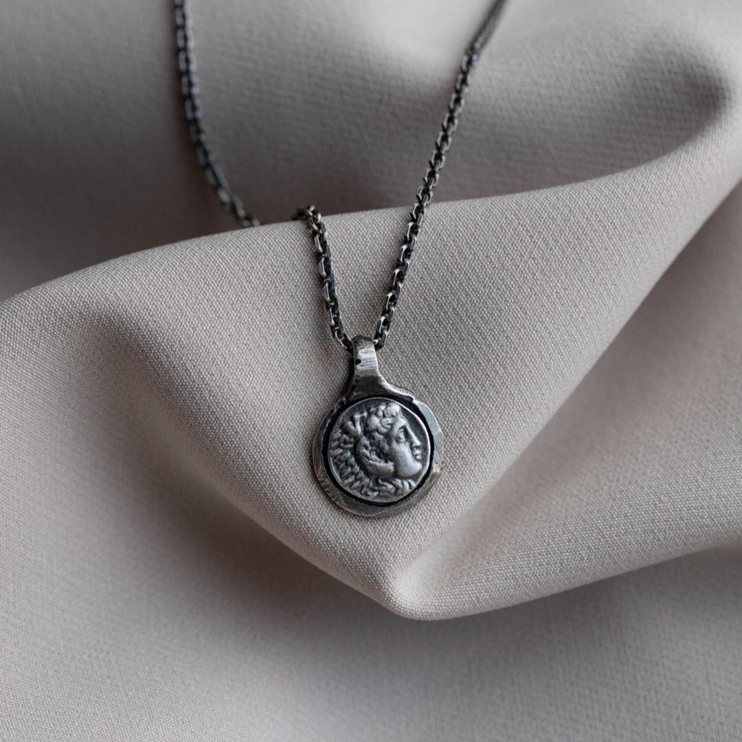 Alexander the Great Necklace Oxidized Silver – Ancient Greek Coin ...
