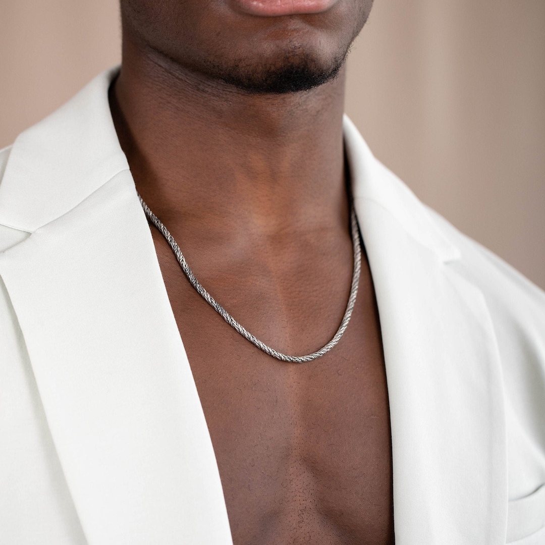 Sterling Silver Chain Necklace Men Wide Black Oxidized - Chunky Thick ...