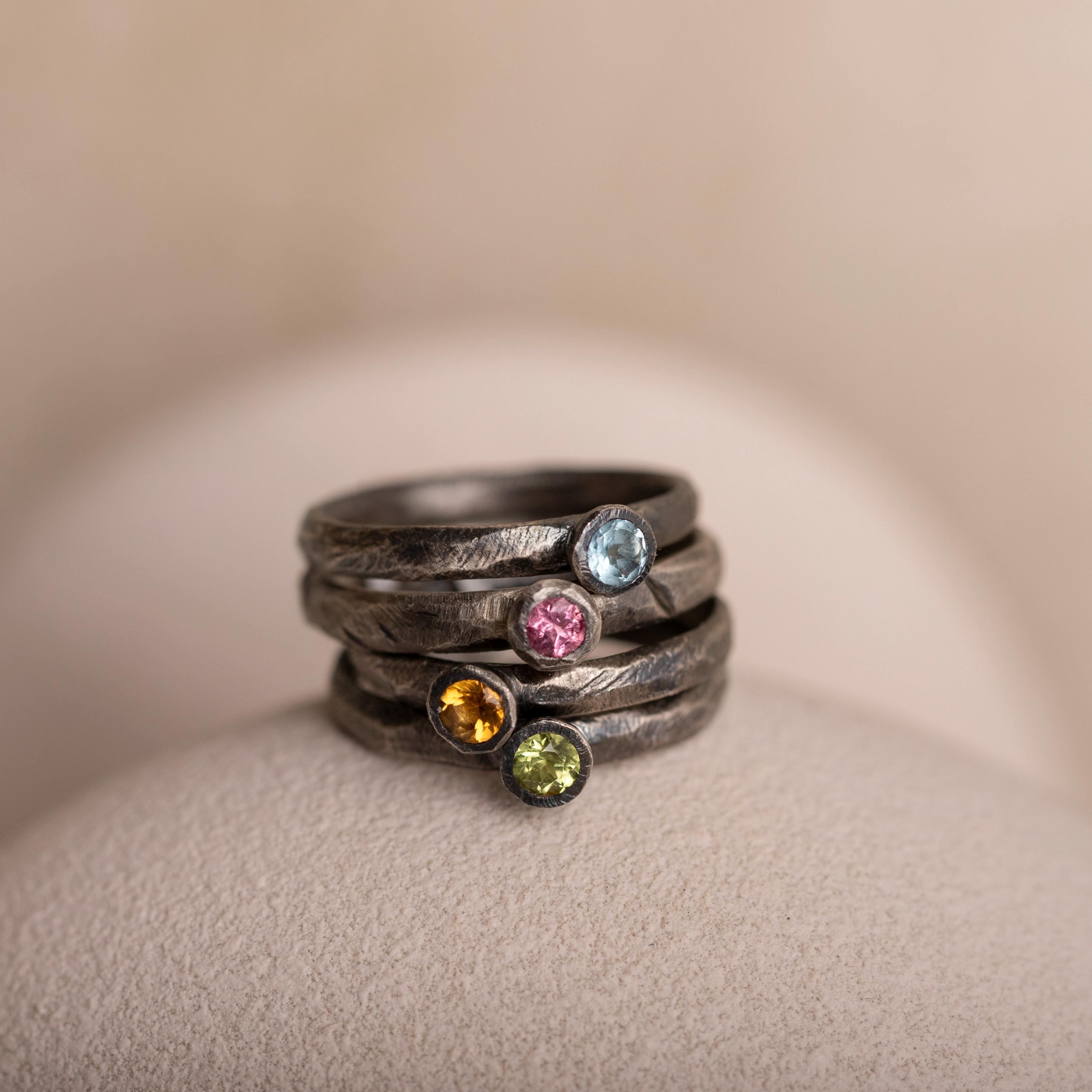 Natural Gemstone Ring Oxidized Silver 925 for Women Amethyst, Blue ...