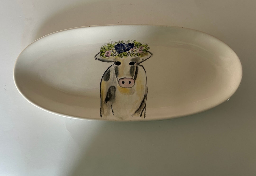 Hand Painted Cow Plate - Etsy