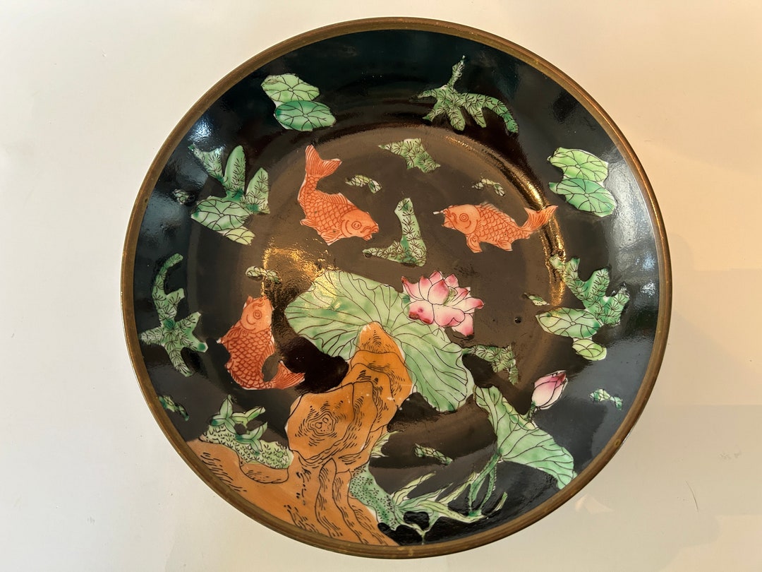 Japanese Hand Painted Koi Fish Plate - Etsy