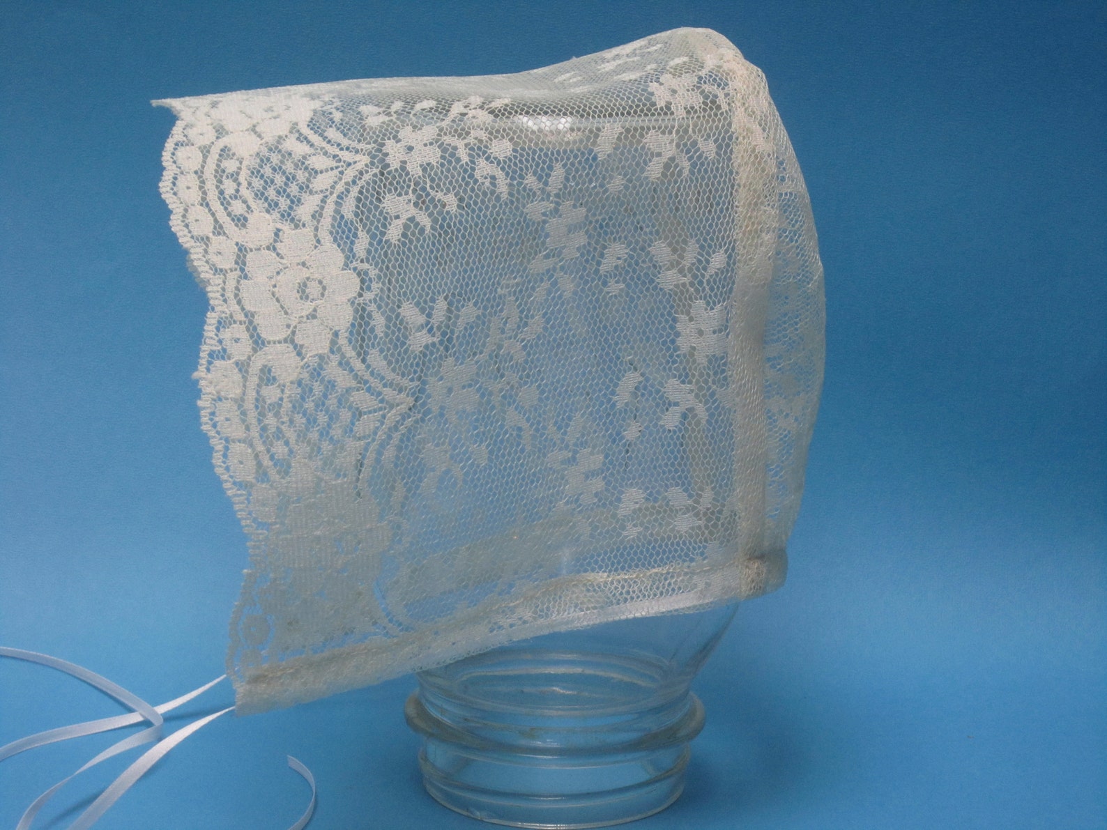 Christening Bonnet Infant Lace Bonnet Ivory Lace Bonnet Christening ...