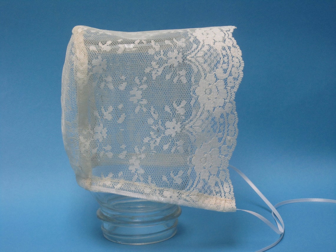 Christening Bonnet Infant Lace Bonnet Ivory Lace Bonnet Christening ...
