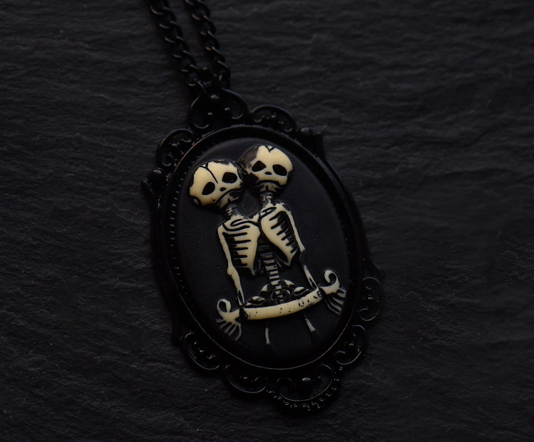 Gothic Twin Skeleton Cameo Necklace - Etsy