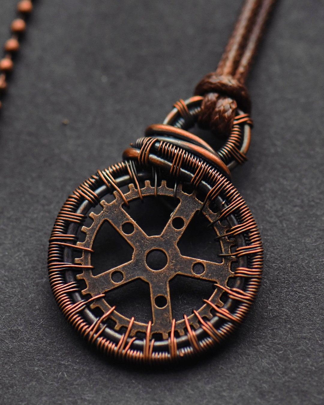 Wire Wrapped Copper Cog Steampunk Necklace - Etsy