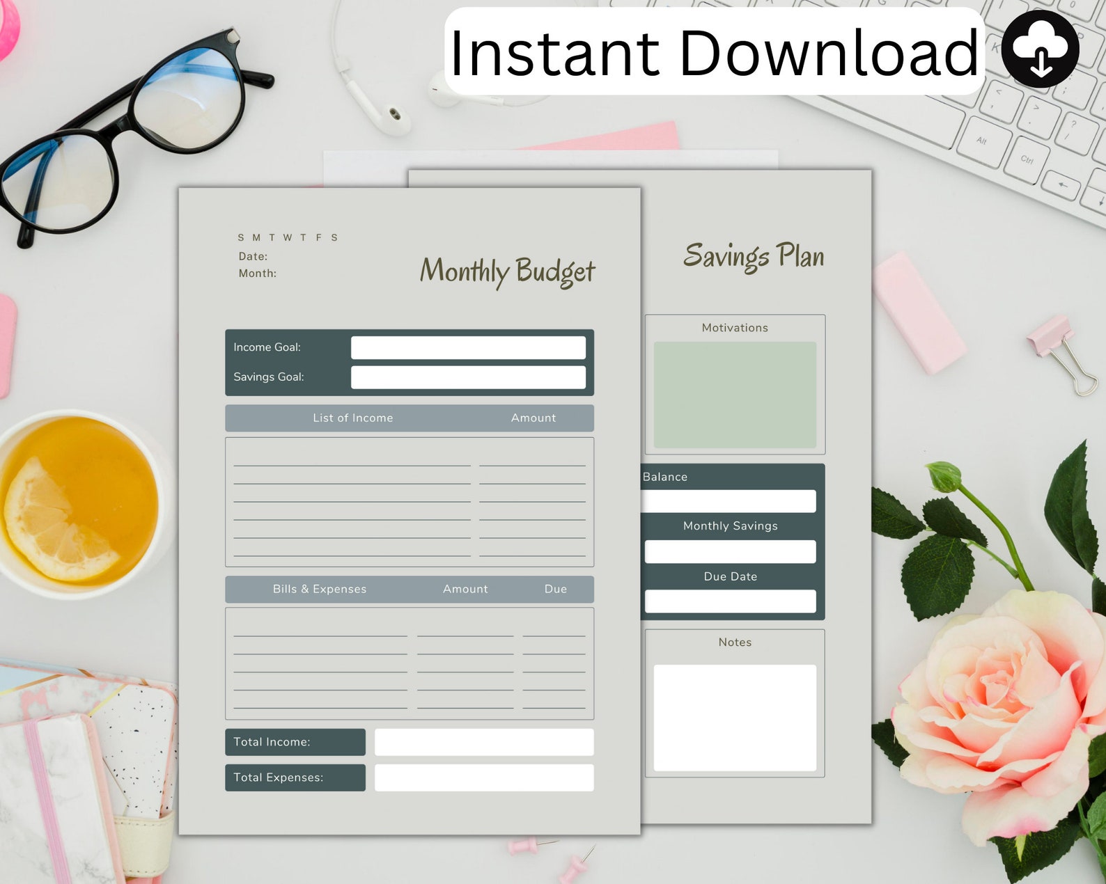 Monthly Budget Planner Printable, Finance Tracker, Finance Planner ...