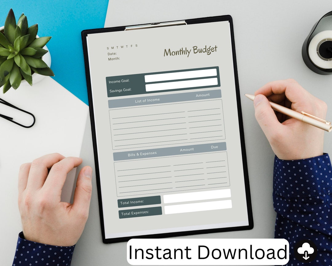 Monthly Budget Planner Printable, Finance Tracker, Finance Planner ...