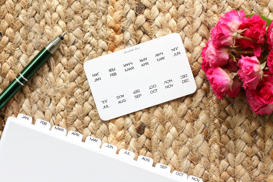 Mini Monthly Tab Planner Stickers: Attachable Month Divider Tabs ...