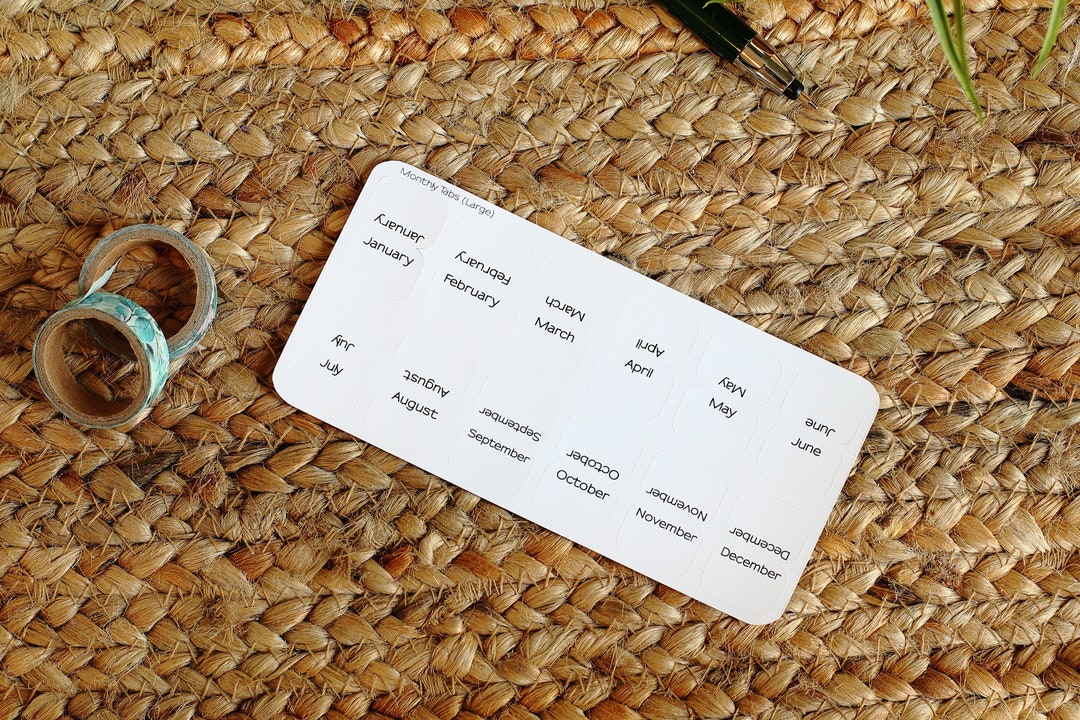 Monthly Tab Planner Stickers: Attachable Month Divider Tabs / Bullet ...