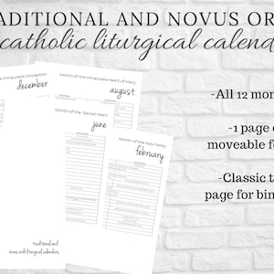Traditional Latin Catholic and Novus Ordo Printable Calendar: Catholic ...