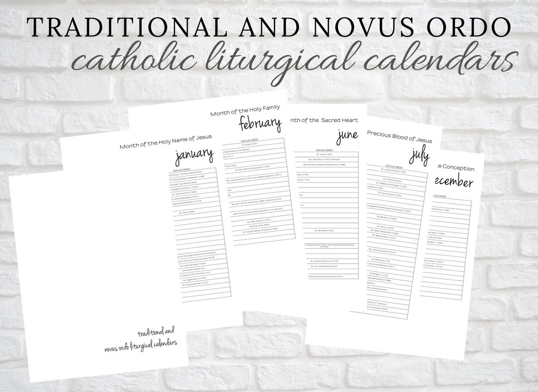 Traditional Latin Catholic and Novus Ordo Printable Calendar: Catholic ...