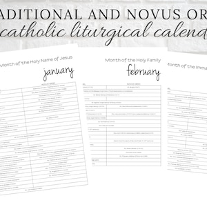 Traditional Latin Catholic and Novus Ordo Printable Calendar: Catholic ...