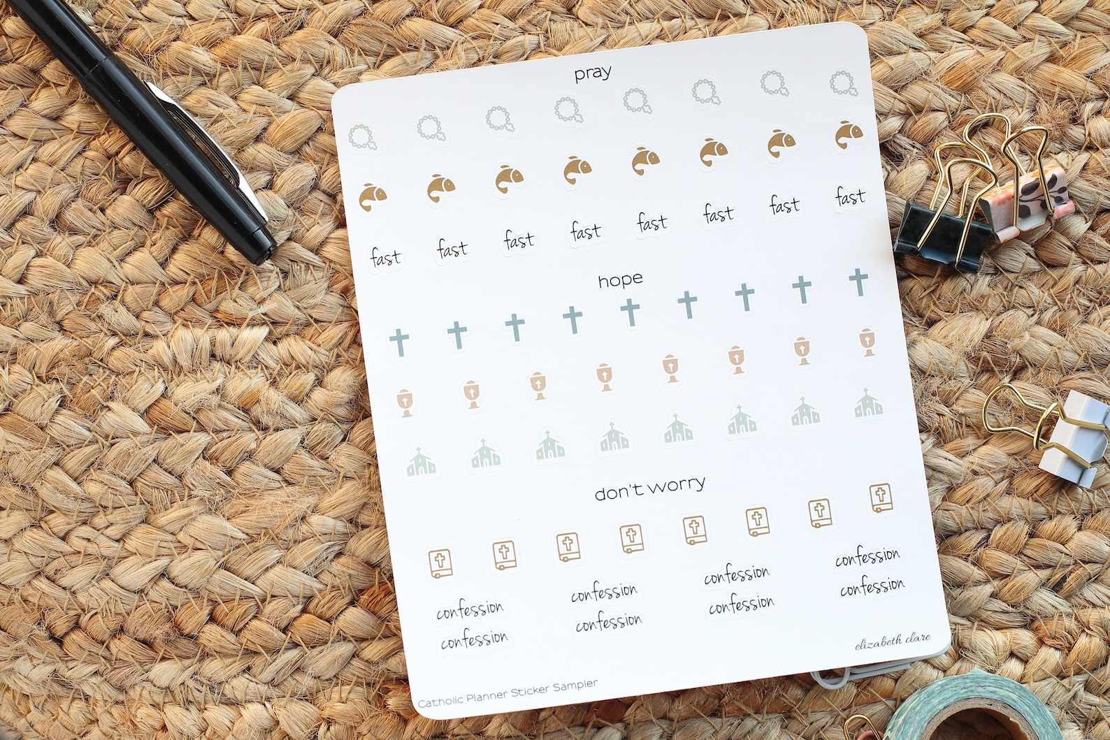 Catholic Planner Stickers Sampler Sheet: Confession / Fast / - Etsy