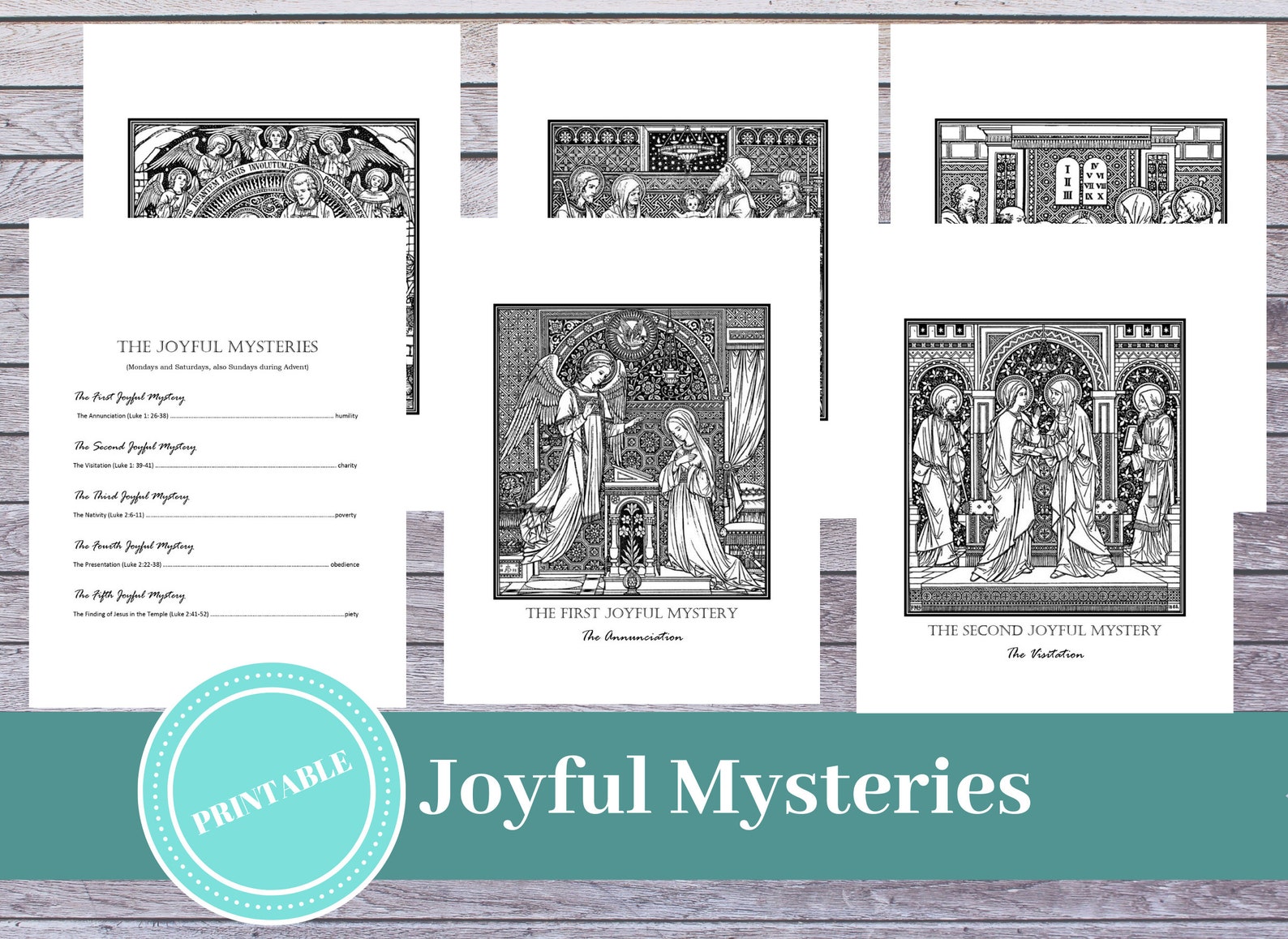 Printable Rosary Art Flipbook: Catholic Prayer Aid / Printable Catholic ...